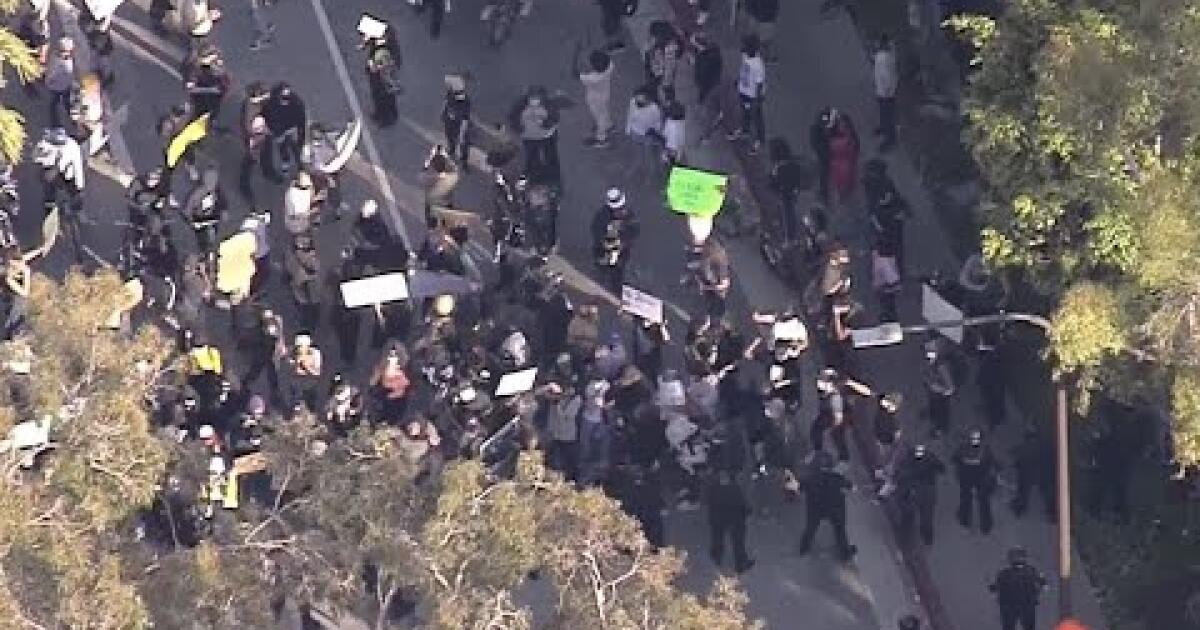Watch: Protesters take to the streets in downtown Los Angeles - Los ...