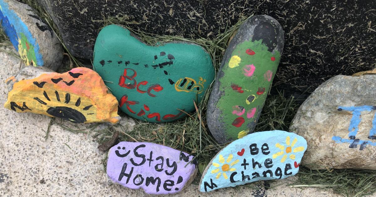 Messages on rocks help one neighborhood cope with coronavirus - Los ...