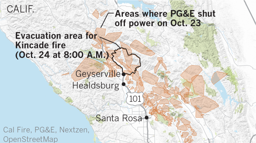 Kincade fire in Sonoma County scorches 10,000 acres - Los Angeles Times