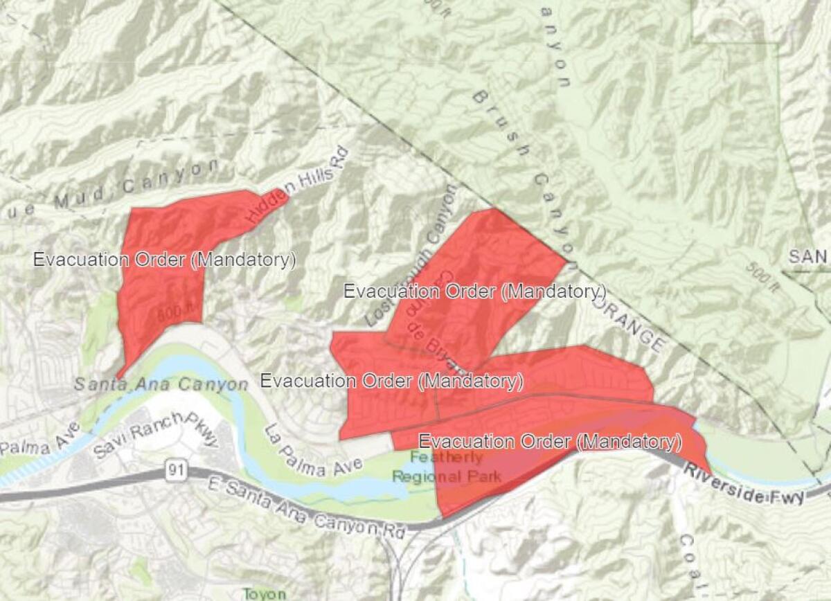 Silverado fire: Irvine evacuation areas, road and school closures - Los ...