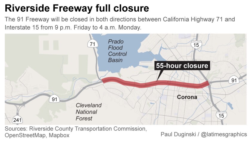 'Coronageddon' has begun: 91 Freeway closed in Corona for 55 hours ...