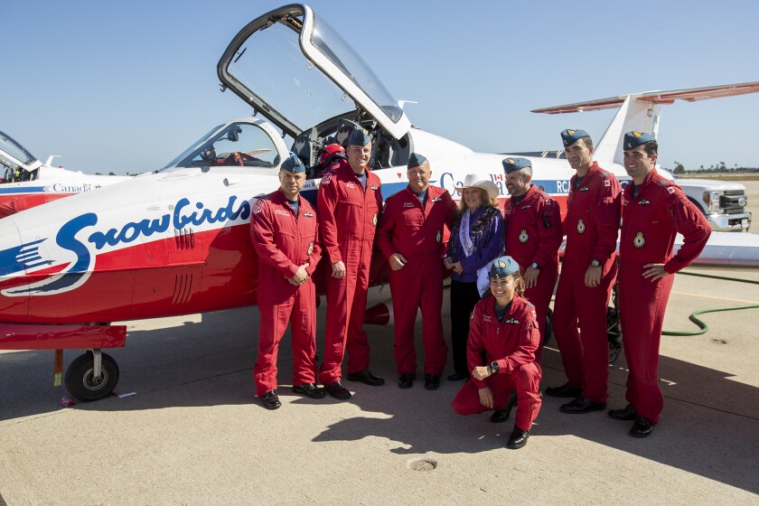 Canadian Snowbirds Fly In For Huntington Beach Air Show Los Angeles Times